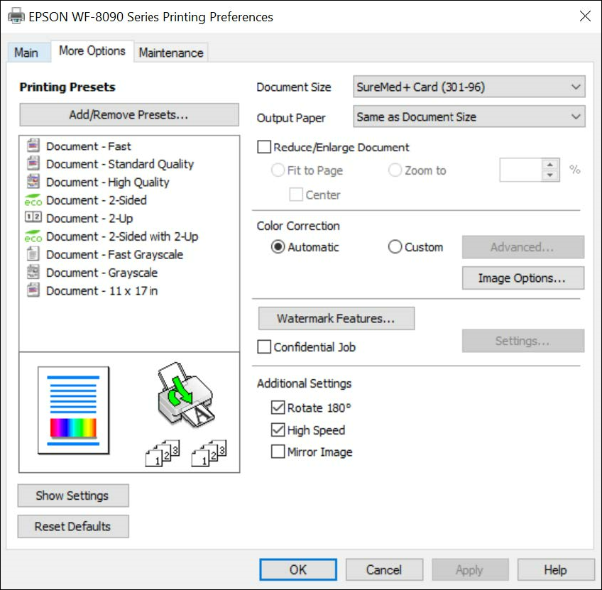 Configure Page Settings in the Printer Software for SureMed Labels